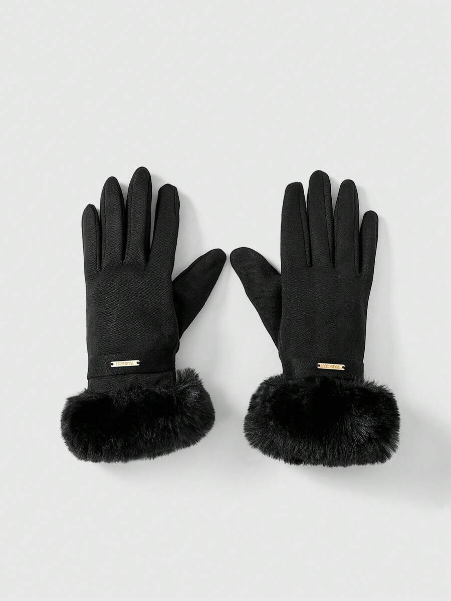 Aloruh Women's Black Touchscreen Gloves, Waterproof, Soft & Warm Wool ...