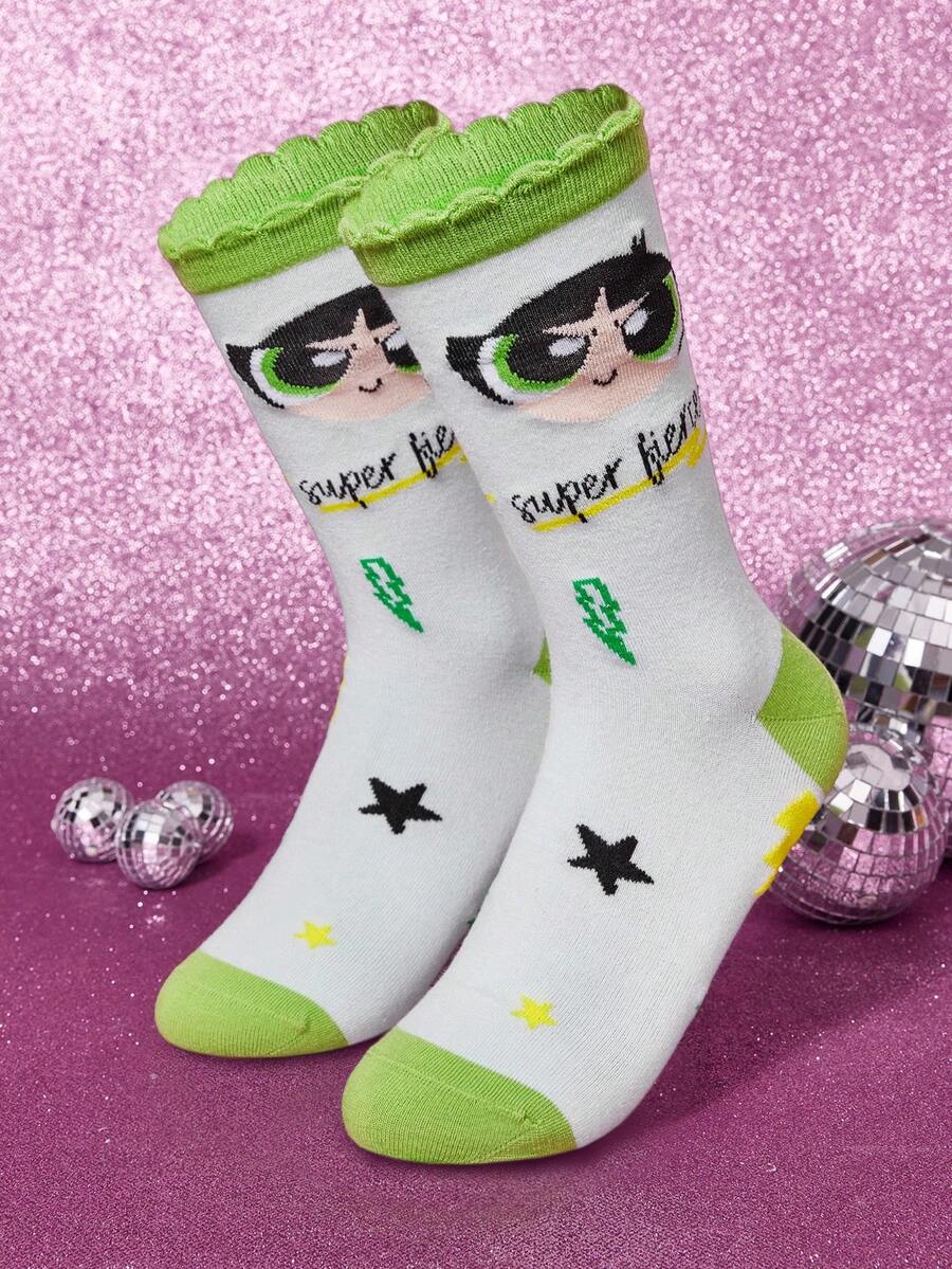 THE POWERPUFF GIRLS X SHEIN Women Crew Socks | SHEIN USA
