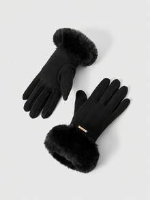 Aloruh Women's Black Touchscreen Gloves, Waterproof, Soft & Warm Wool ...