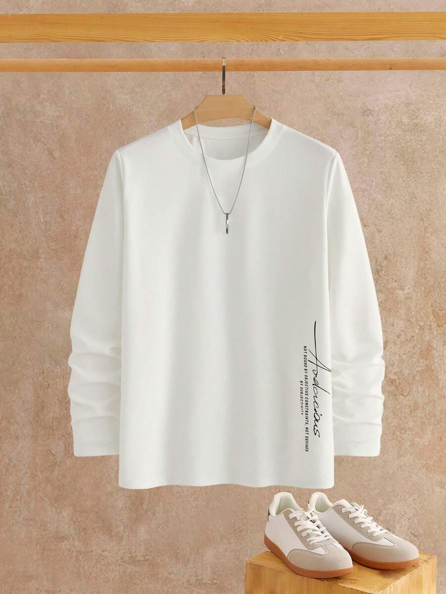 HIMLAND Camiseta Casual de Manga Longa com Gola Redonda e Estampa de ...