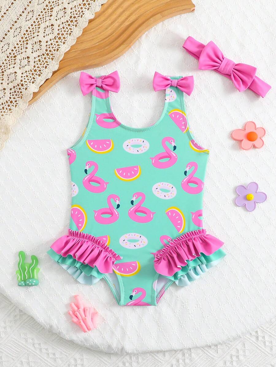 SHEIN Maiô Estampado Colorido Sem Mangas para Bebês Meninas | SHEIN Brasil