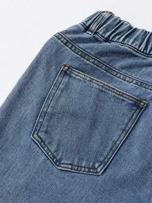 SHEIN ChillGRL Denim de Perna Larga Bordados Desgastados para Meninas ...