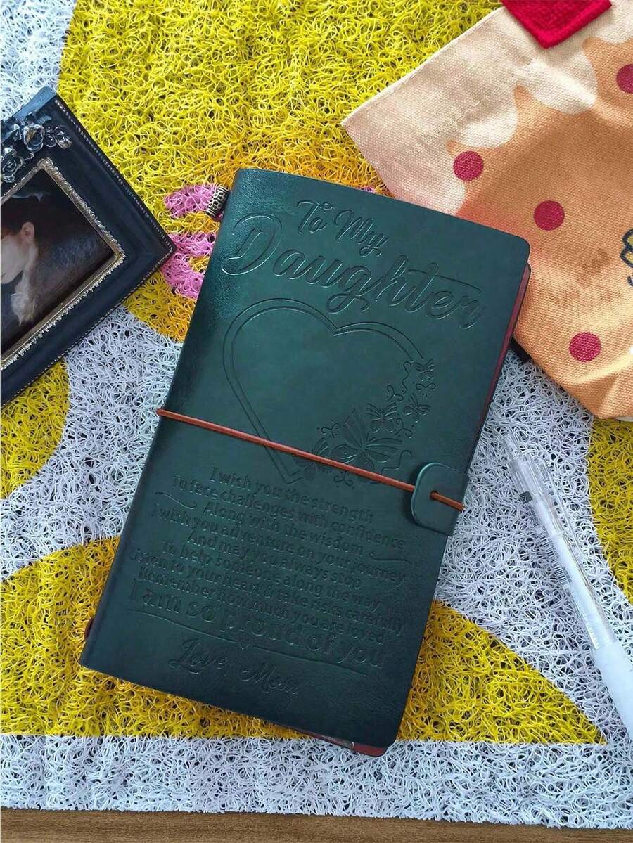 1pc Leather Notebook, Vintage Style Wrap Closure Journal With Creative ...
