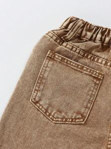 SHEIN ChillGRL Tween Girl New Fashion Snowflake Washed Distressed ...