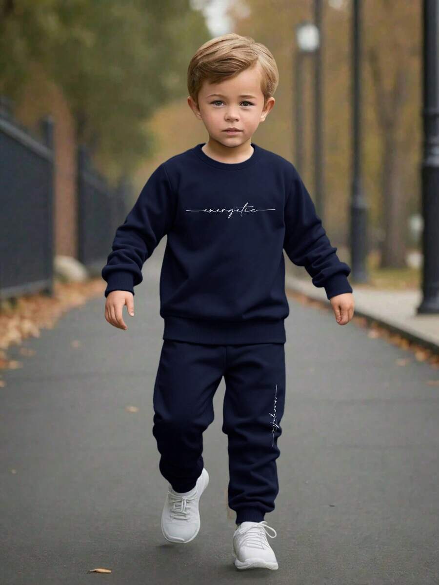 SHEIN Young Boy Loose Casual Comfortable Round Neck Letter Graphic ...