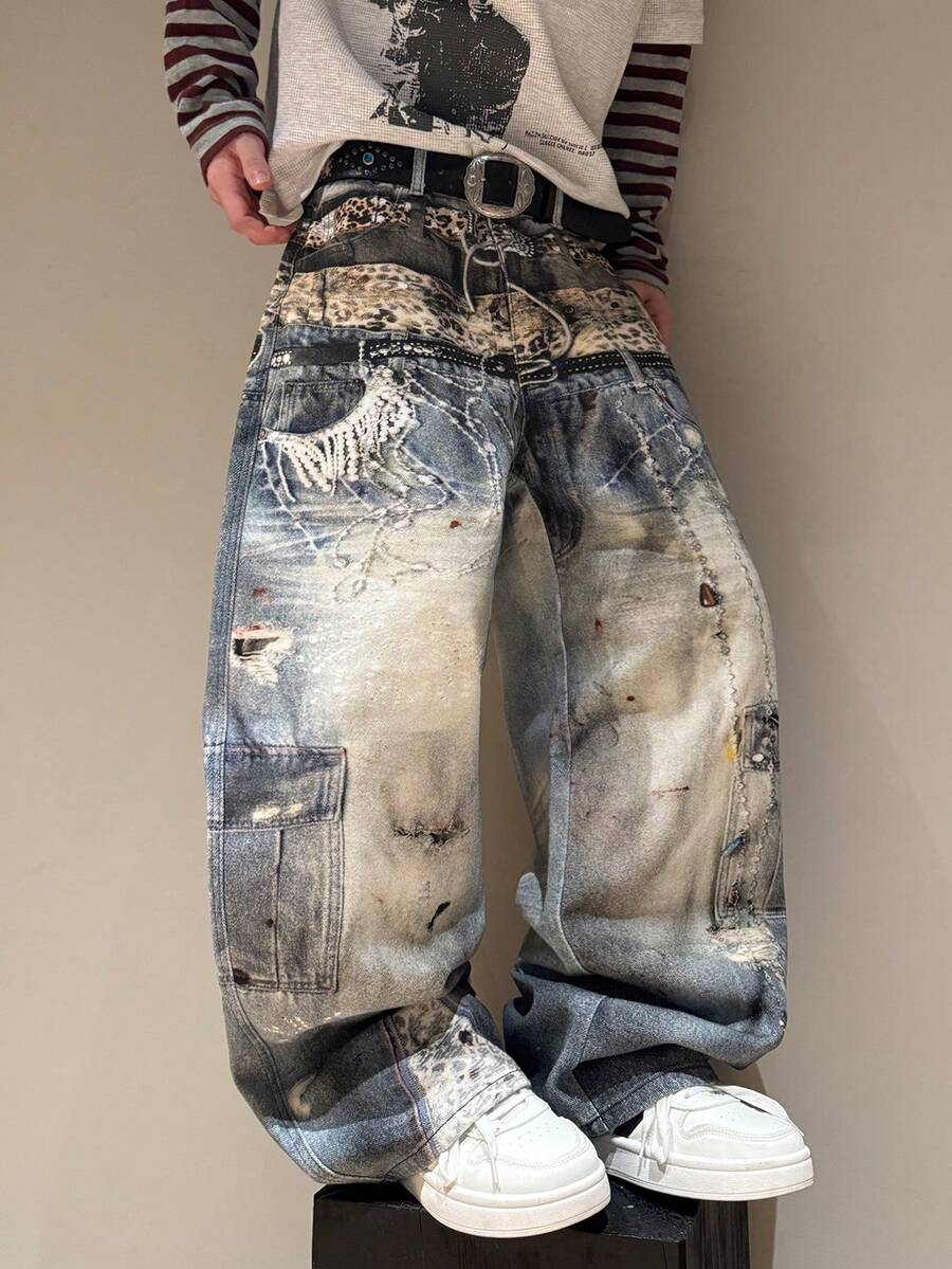 STEELVANCE Street Fashion Digital Print Leopard Belt, Y2K Style Pearl ...