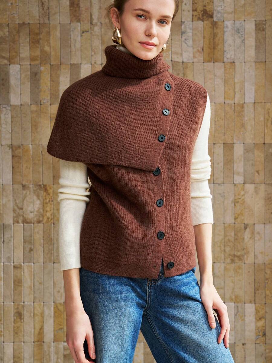 Airaco 2 Stücke Vintage abnehmbarer Schal Kragen gestrickter Westen Set ...