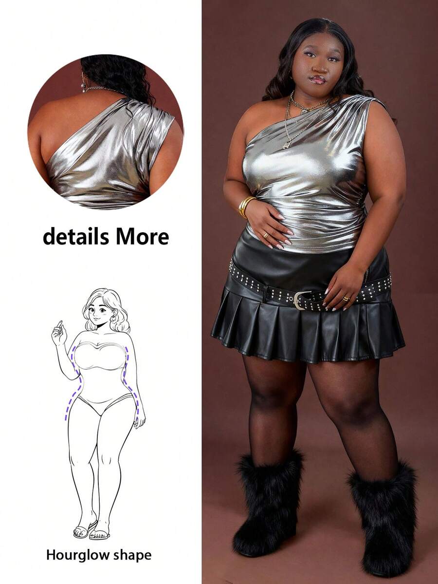 CurvyTilda Plus Size Women Y2K Fashion Street Ruched Fitted Camisole ...