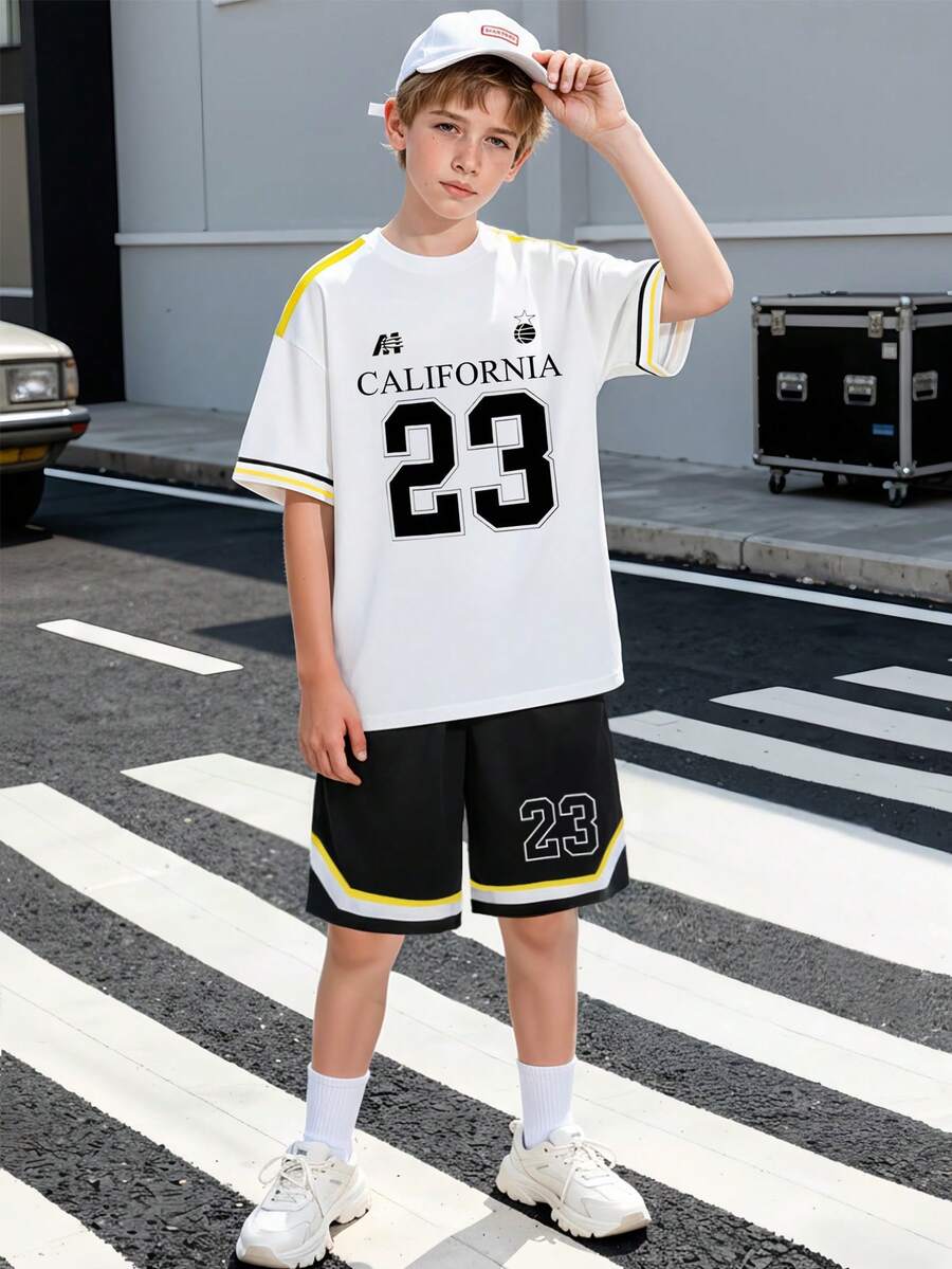 Fantacosmos Boys' Casual Numeric Print T-Shirt And Matching Shorts Set ...