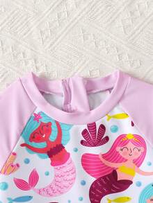 Kleine Mädchen Süßer Muschelprint & Meerjungfrau Badeanzug, Lässig ...