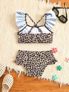 Girls Swimsuit, Toddler Leopard Print Tankini With Shorts, Conservative ...
