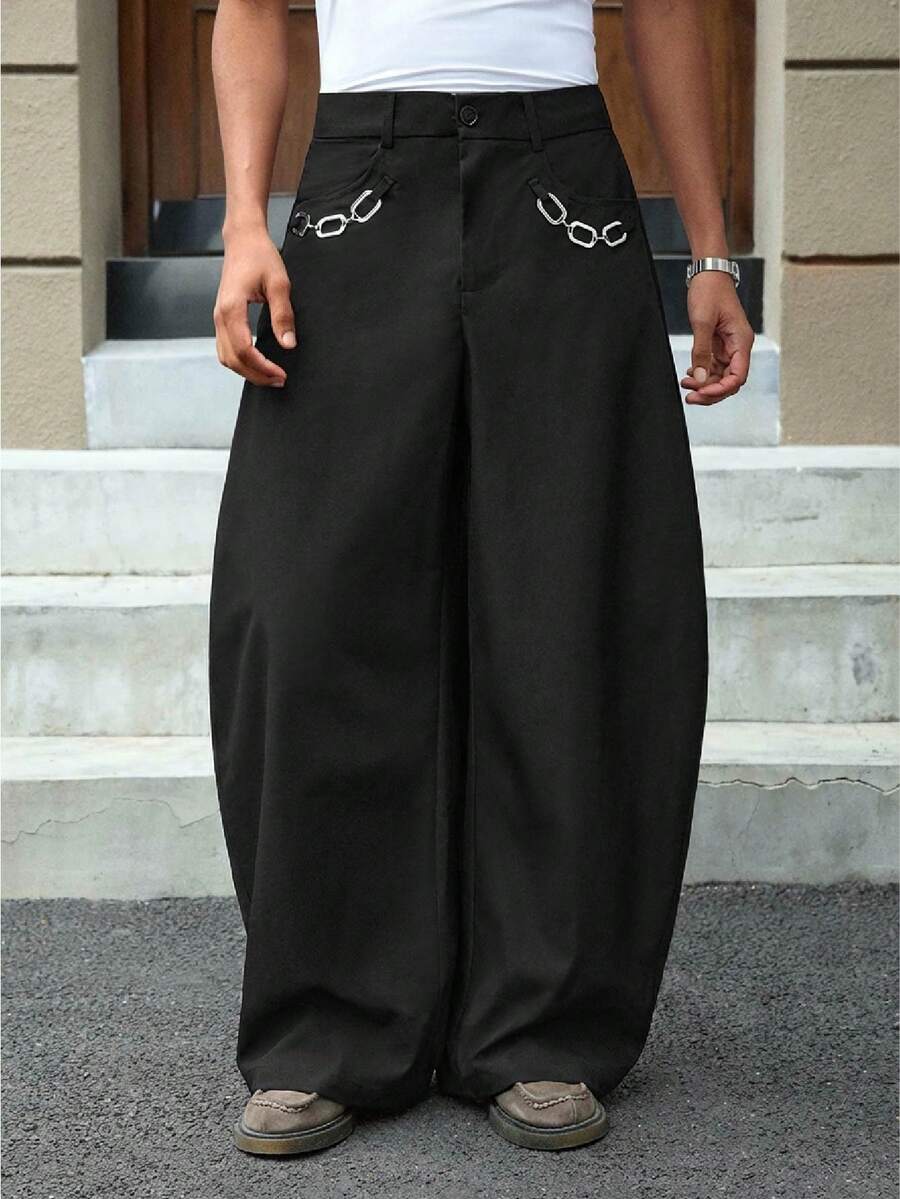 SWAVVY Calça Casual Masculina de Cintura Média, Solta e Versátil para o ...