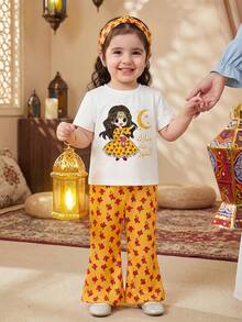 SHEIN Conjunto de 2 peças com Top de Manga Curta Gola Careca e Calça ...