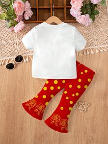 SHEIN 2 Peças Conjunto Casual Fofo de Menina Bebê com Estampa de Menina ...