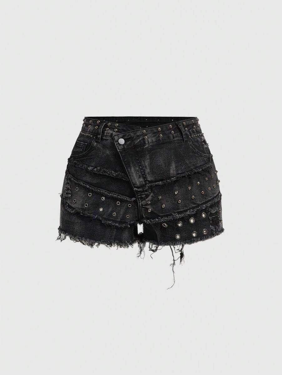 ROMWE J-Fashion Saia Denim Curta Bodycon Vintage Subcultura Y2K Plus ...