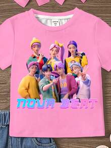 SHEIN Cute Pink Back To School Cartoon Girl K-Pop Superstars Chill ...