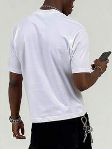 Men's Letter Embroidered Round Neck Short Sleeve Casual Versatile T ...