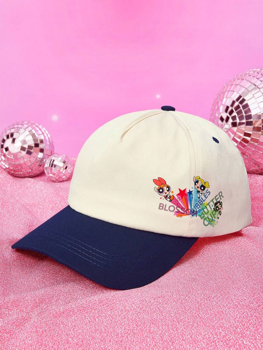 THE POWERPUFF GIRLS X SHEIN Adjustable Washed Cartoon Embroidered ...