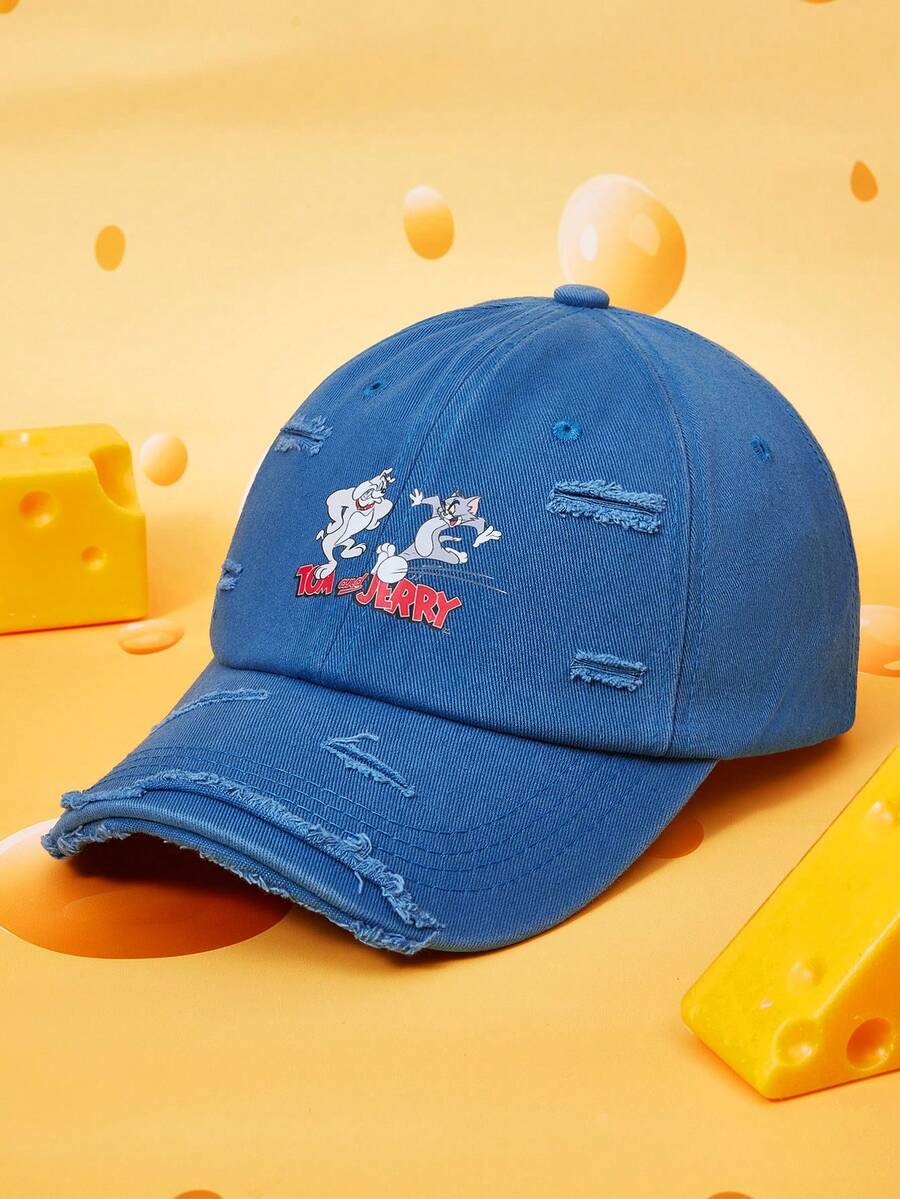 TOM & JERRY X SHEIN Boné de Beisebol Ajustável Lavado com Bordado ...