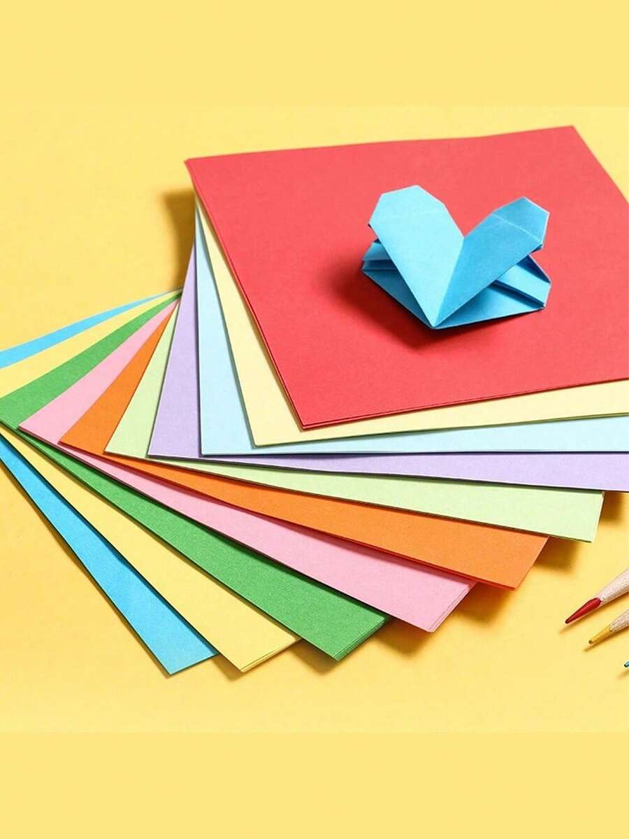 100 Stück quadratisches farbiges Origami, handgemachtes Origami, DIY ...