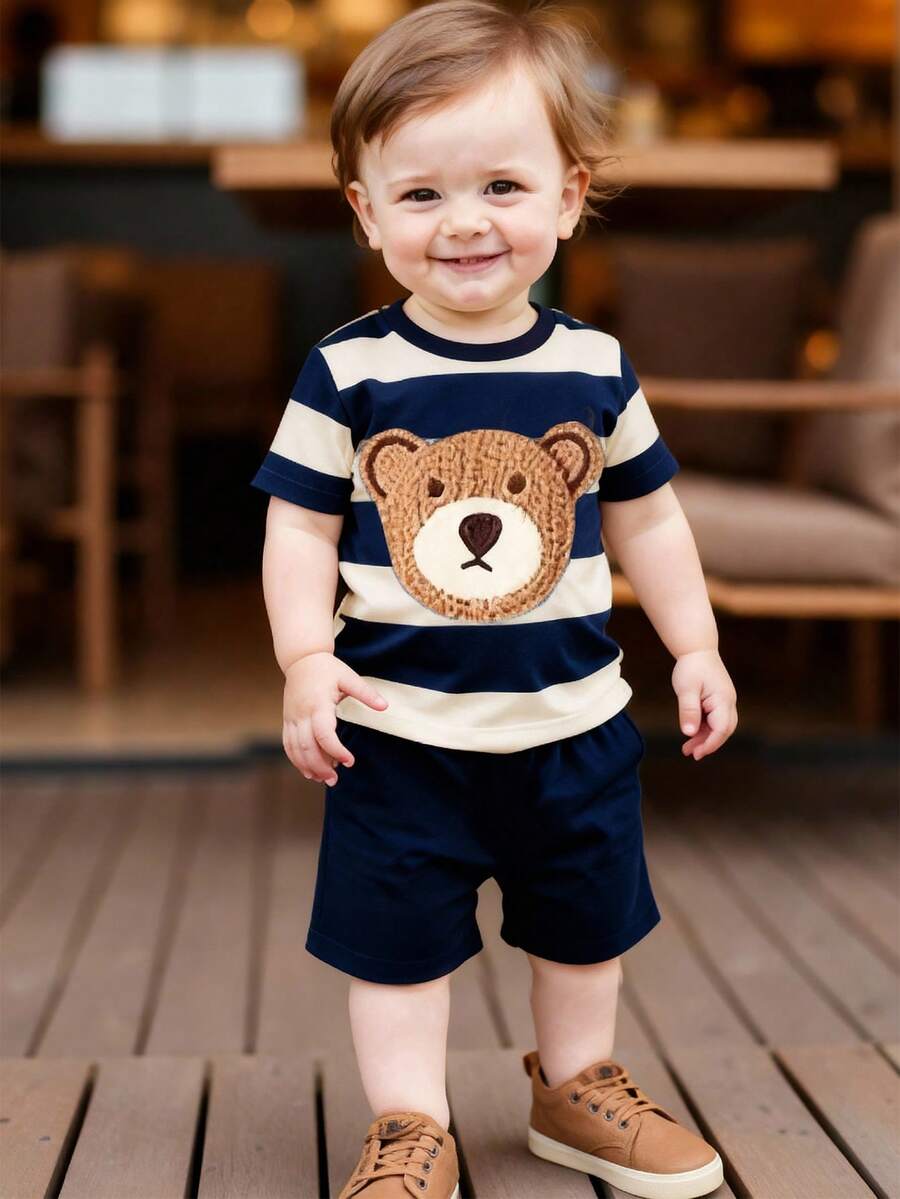 SHEIN Playful Pals 1 Set Baby Boys Casual Fashionable Cool Cute Bear ...