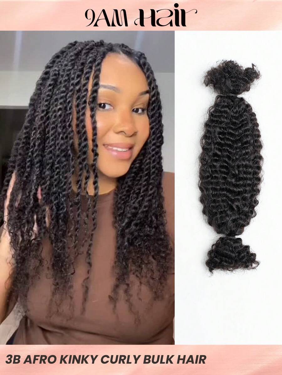 Boho Braids 1 Peça Extensão de Cabelo Humano Afro Kinky a Granel para ...