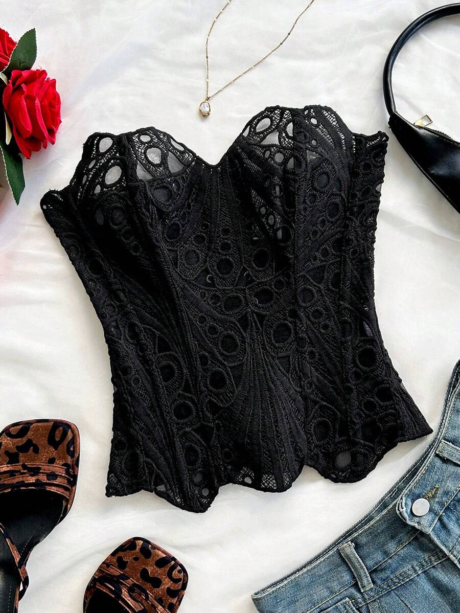 Soleia European & American Style Sexy Avant-Garde Lace Double-Layer ...
