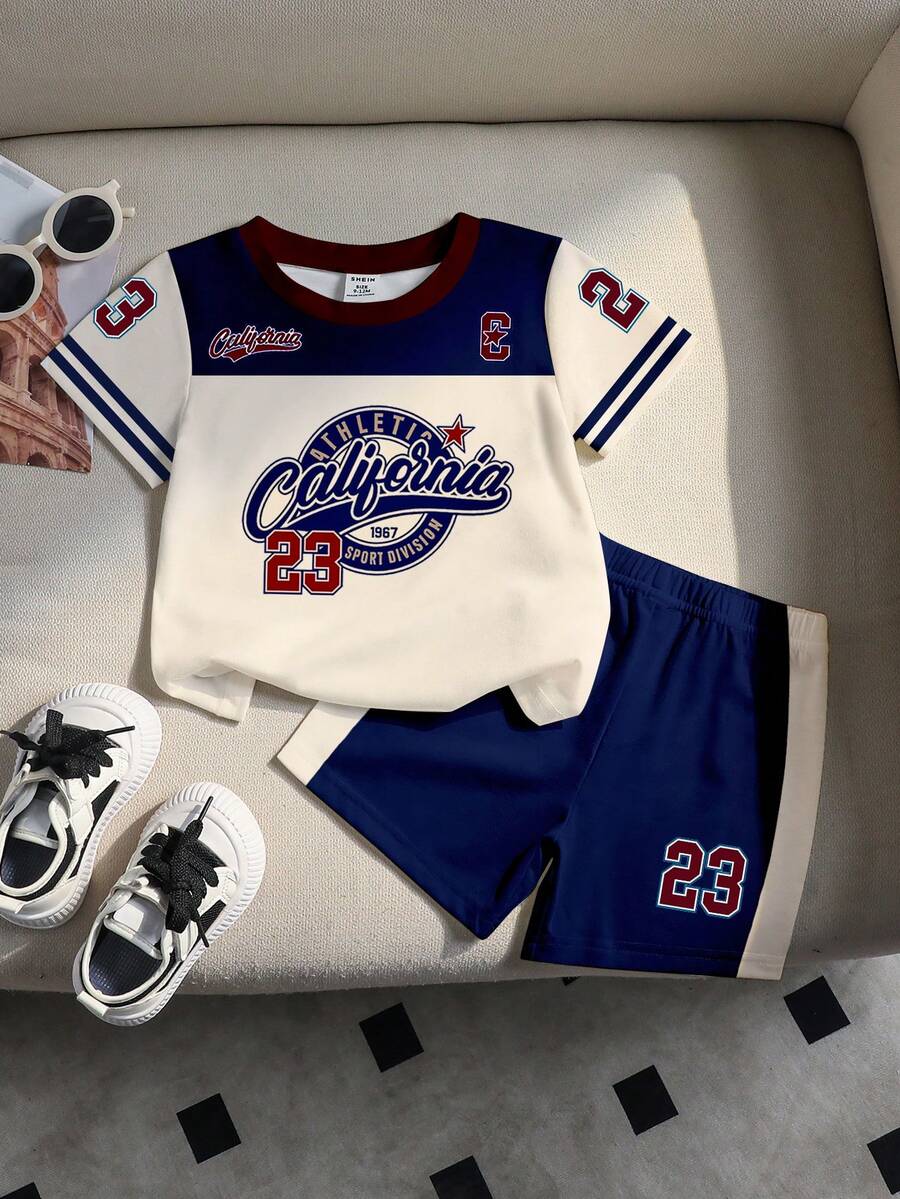 SHEIN Playful Pals 1 Set Baby Boys Casual Sports Style Numeric 23 ...