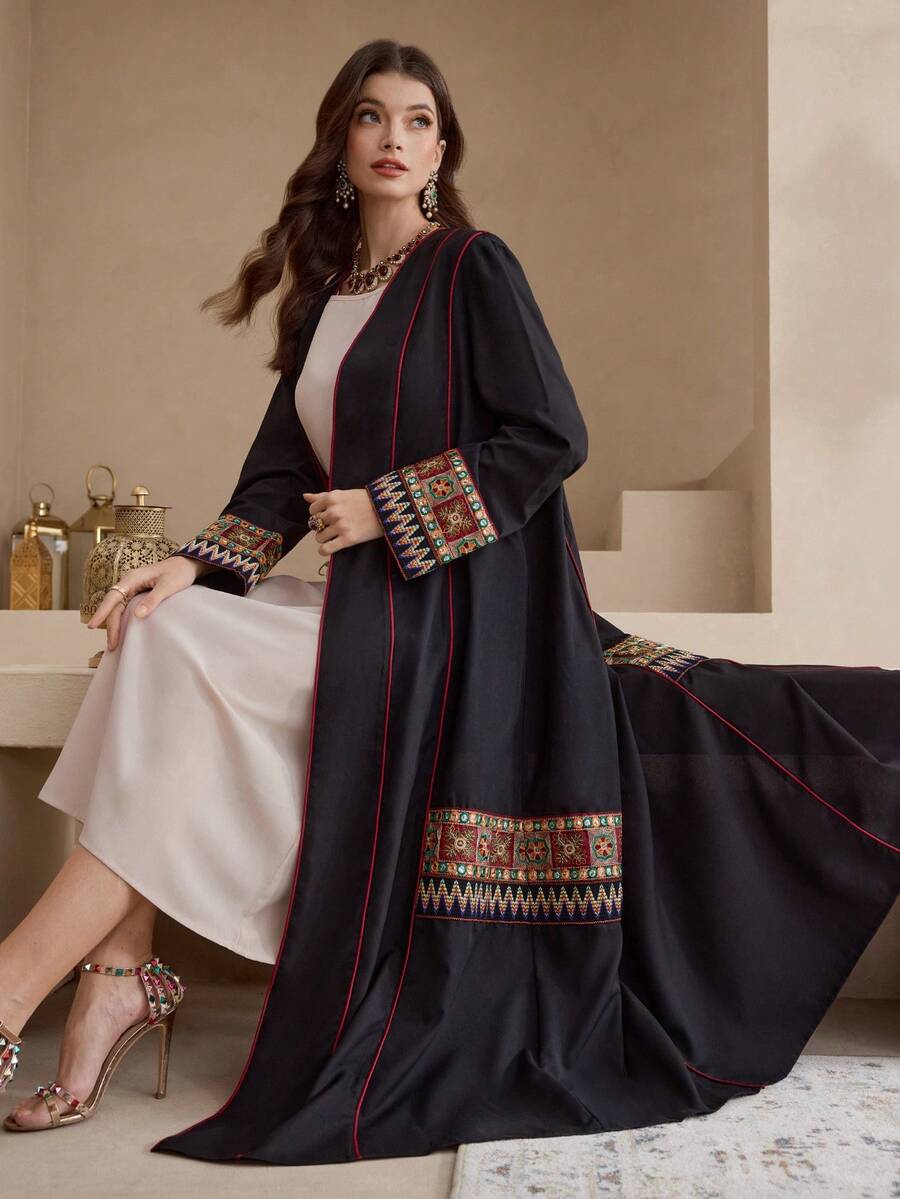 Al Najma Neue Kontrastfarben Bestickter Blumen Locker Lässig Alltag ...