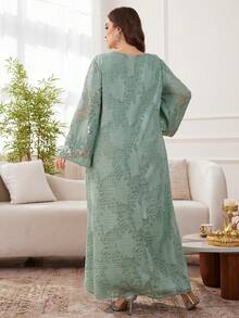 SHEIN Najma Plus Size Women's Elegant Sequin Embroidered Turkish Maxi ...