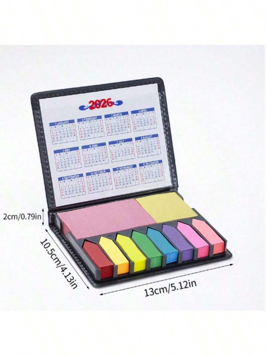 1pc Pages Of Multicolor Sticky Note Set With Faux Leather Packing Box ...