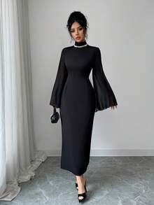 Rafferiza Abito lungo nero da donna, con design elegante francese ...