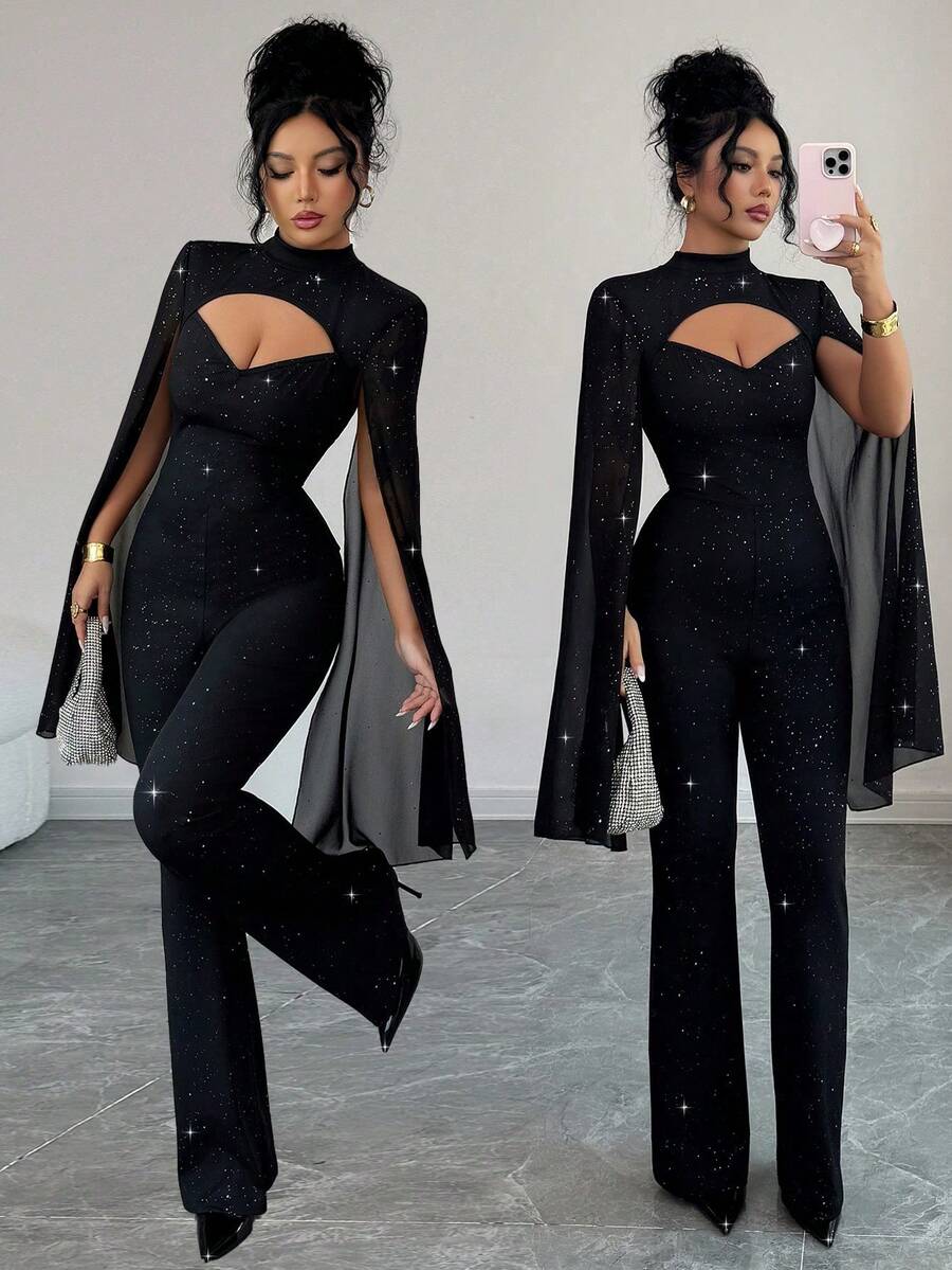 Selianne Mono elegante y de moda con cuello alto y lentejuelas para fiesta | Mode de Mujer ...