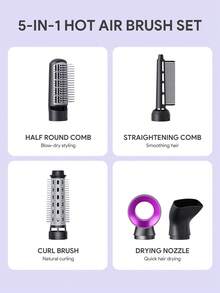JMMO 5 IN 1 Hot Air Styler Wrap, High-Speed Hair Dryer Brush Blow Dryer ...