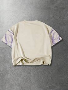 ROMWE MEN Camiseta Casual de Manga Curta com Gola Redonda, Estampa de ...