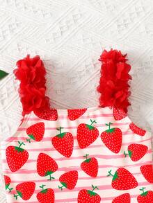 Maiô Estampado de Morango Fofo para Meninas Jovens, Versátil para Uso ...