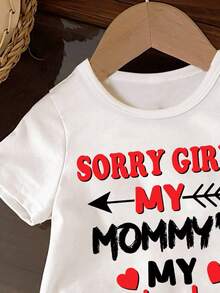 SHEIN Camiseta de Manga Curta com Gola Redonda, Estampa Fofa de Coração ...