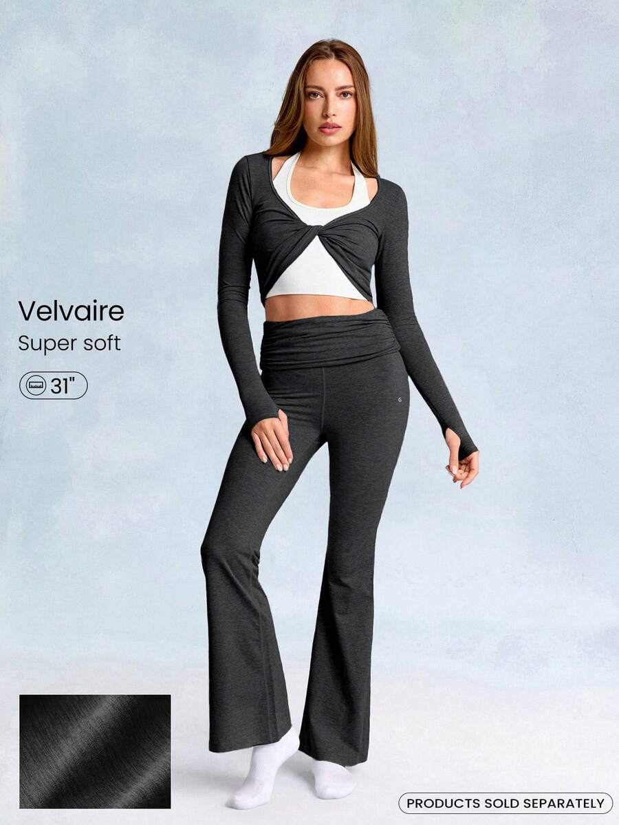 GLOWMODE 31" Leggings acampanados con cintura plegable súper suave de ...