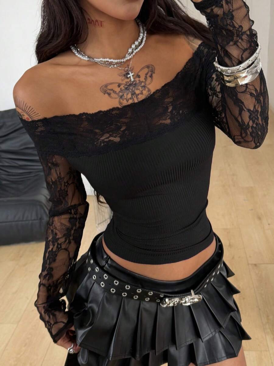 Coolane Damen Frühling Hexen Goth Musik Festival Kreuz Grafiken Spitze ...