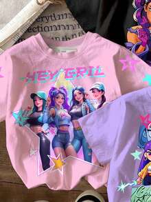 SHEIN 3pcs/Set Young Girl Casual Chic Street Fashion Cute Cartoon Anime ...