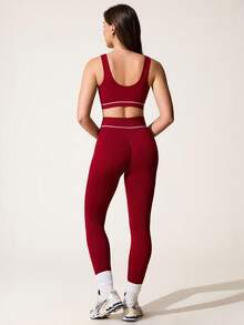 Core Rhythm Conjunto de Regata e Legging Estilo Dopamina Bordô Feminino ...