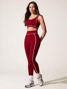 Core Rhythm Conjunto de Regata e Legging Estilo Dopamina Bordô Feminino ...