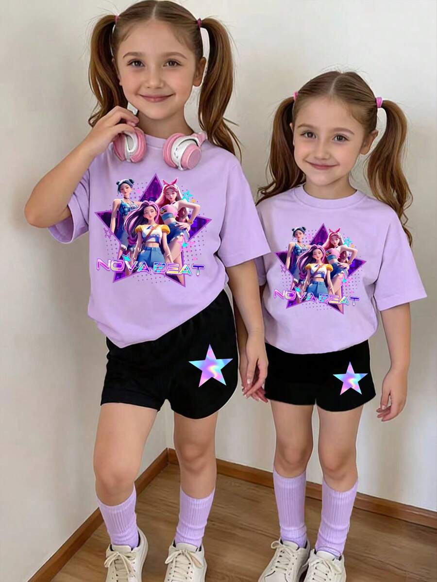 1 Set Young Girl's Fashion Colorful Star & K-Pop Girl Group Letter ...