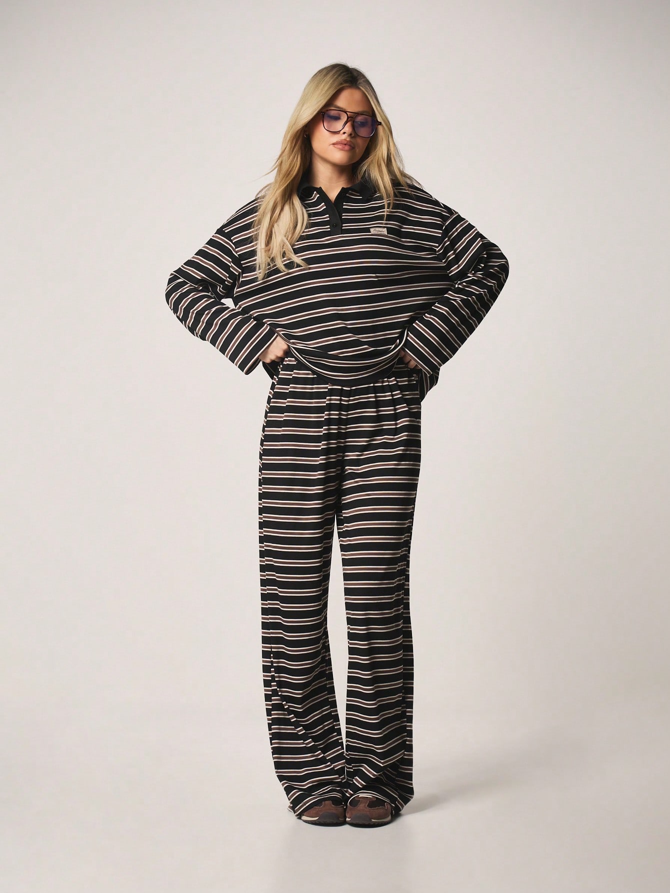 MISSGUIDED Striped Hoodie And Palazzo Pants Set｜MISSGUIDED