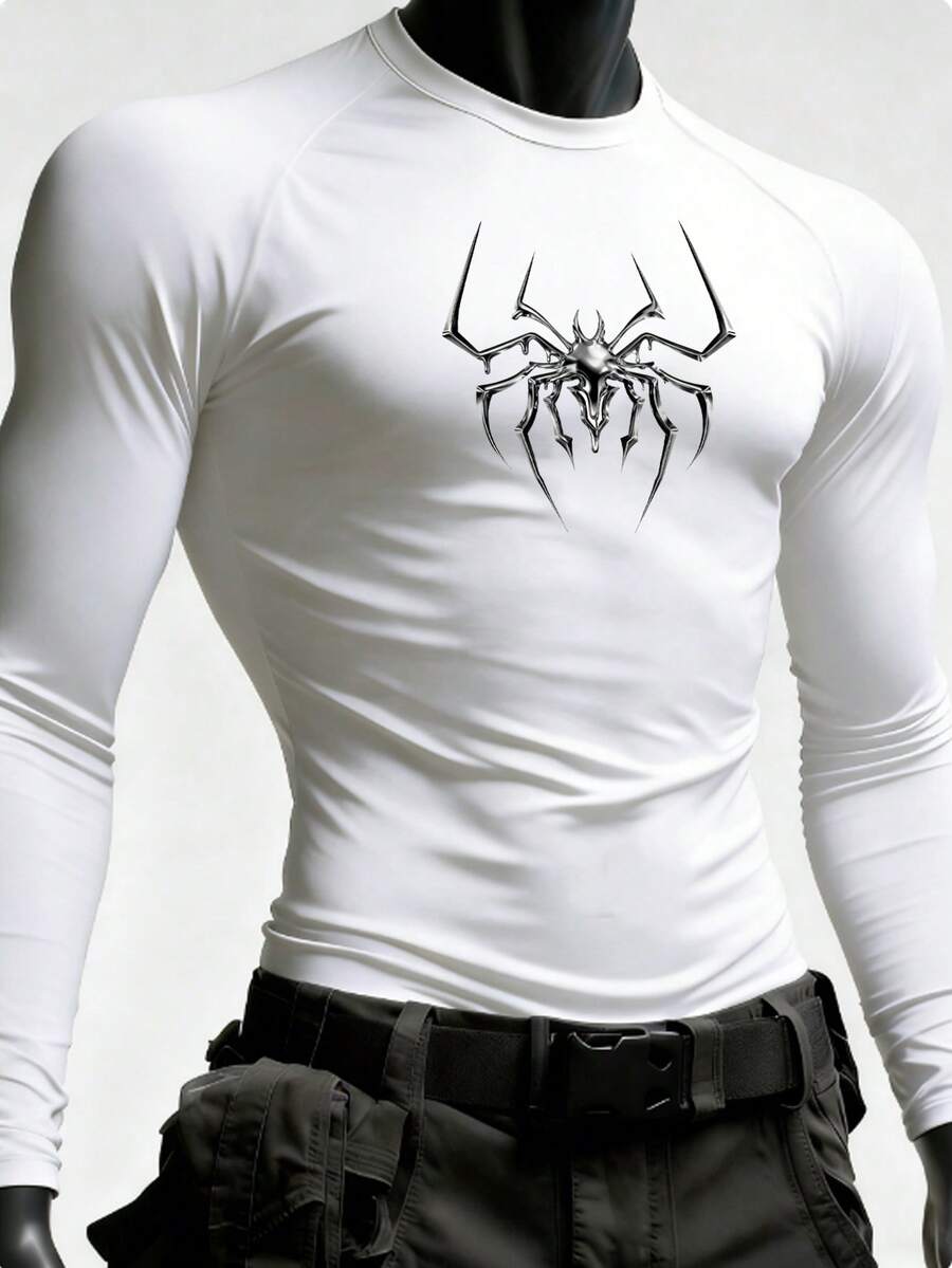Manfinity Sport PWRUP Men's Spider Print Raglan Long Sleeve Casual ...