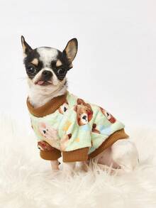 PETSIN 1 bedruckter brauner Teddybär Flanell Sweatshirt, dick und warm ...