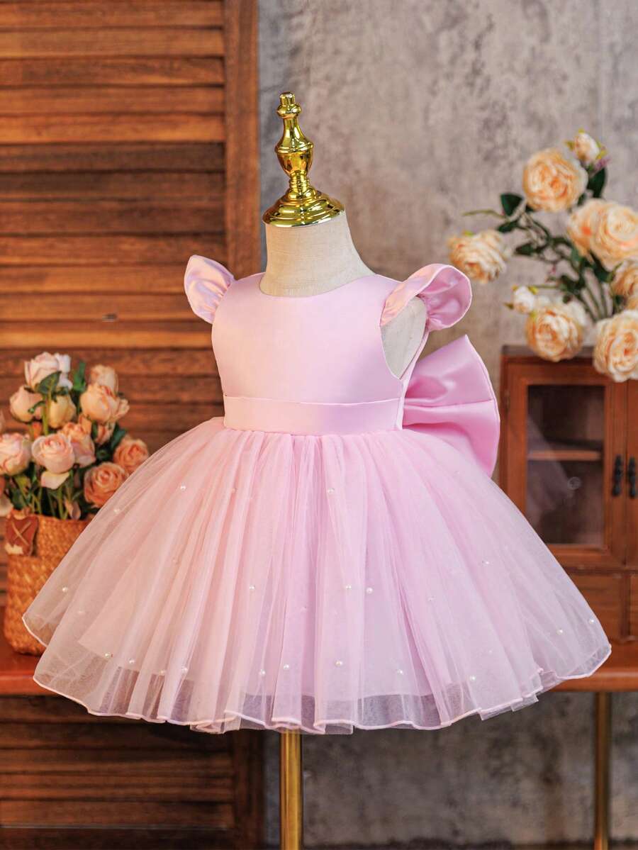 SHEIN Glamorique Kids Baby Girls' Princess Tulle Dress, Pink, Puff ...