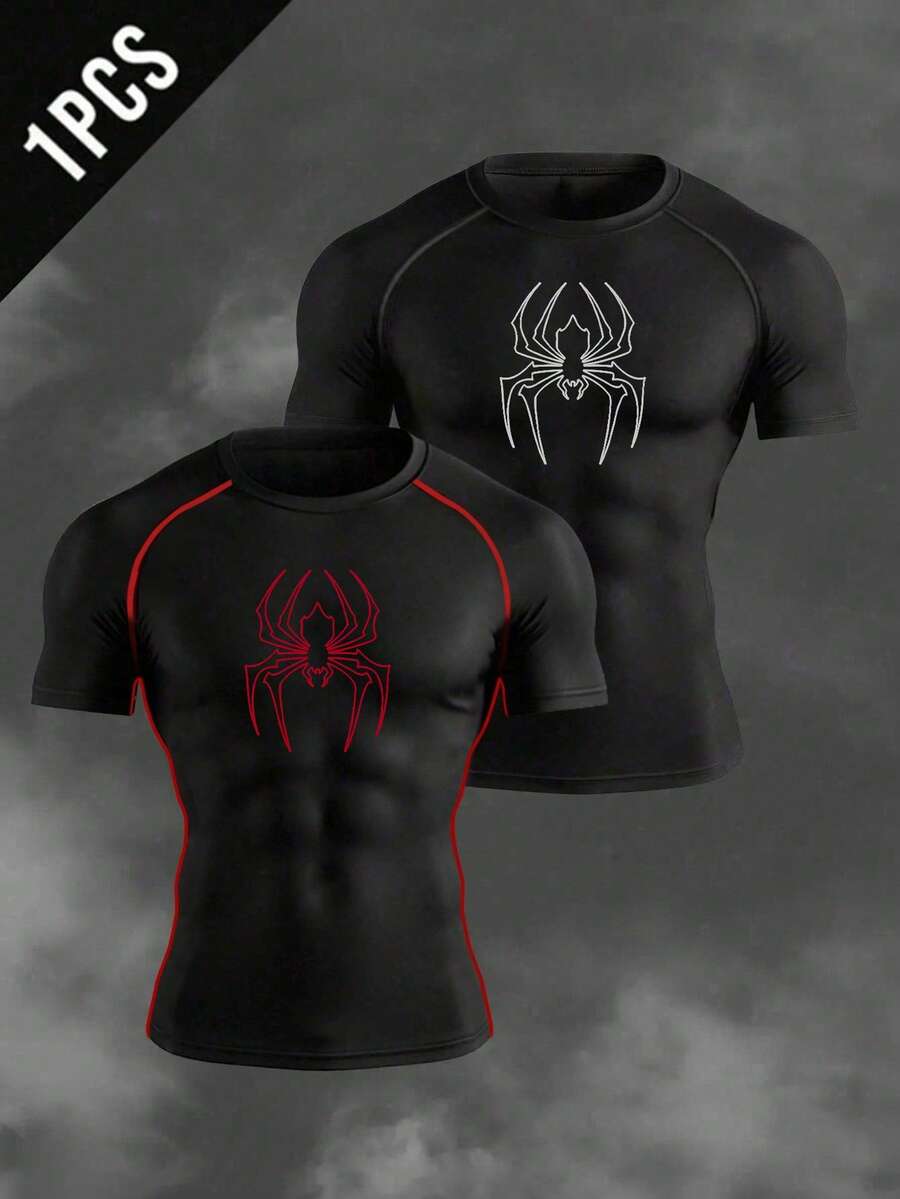 Manfinity EMRG Camiseta Atlética de Manga Curta Slim Fit com Estampa de ...