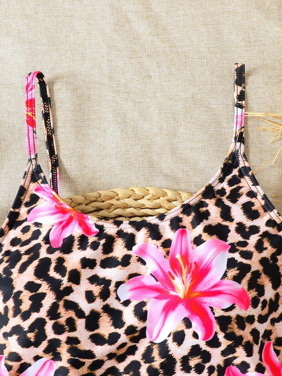 SHEIN Teen Girl 2026 Spring/Summer New Tropical Leopard Floral Print ...