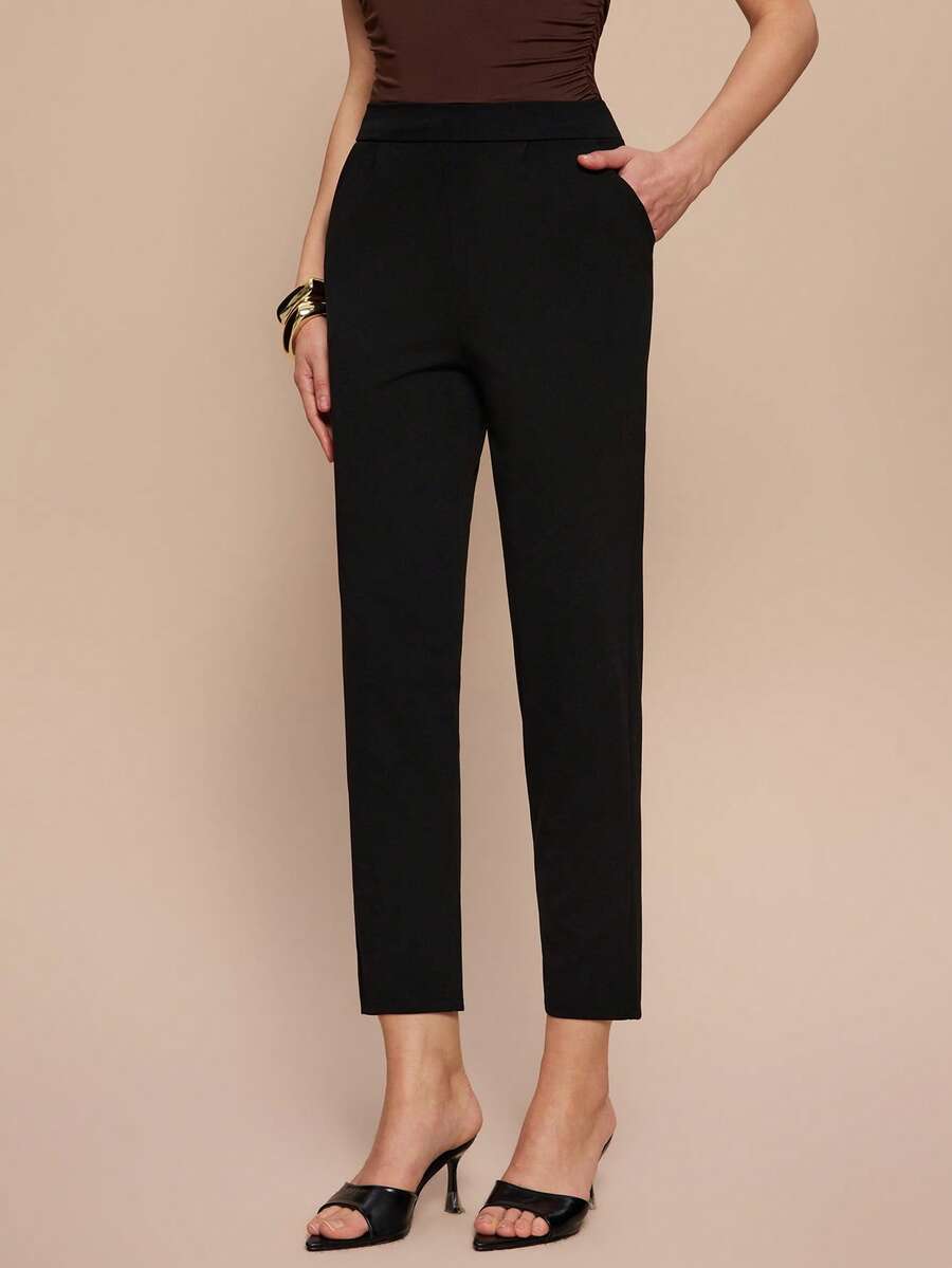 Leighera Women's Casual Solid Color All-Match Pocket Pants | SHEIN USA